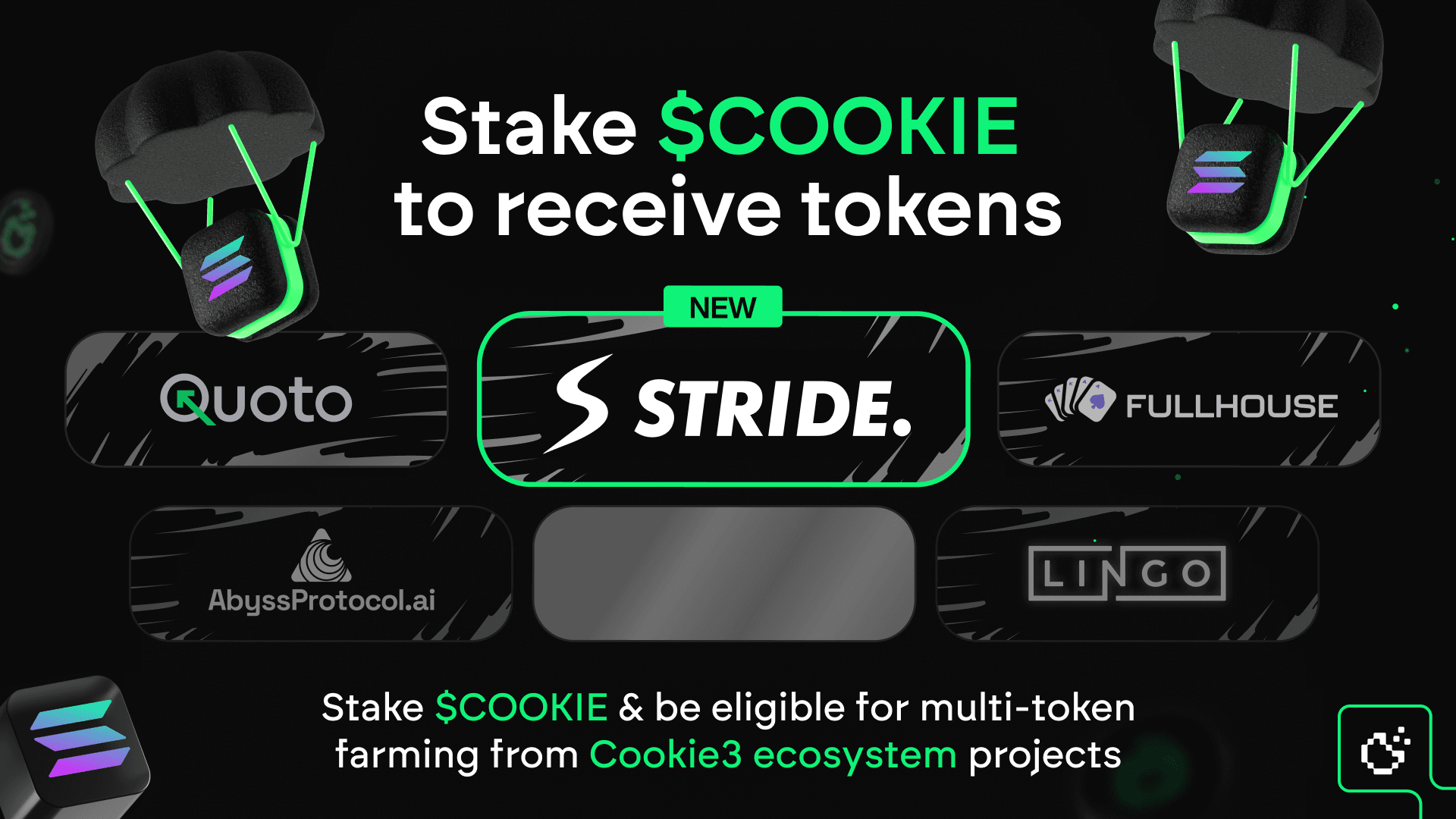 Stride: New Cookie3 Acceleration Project & First Solana Airdrop for $COOKIE Stakers